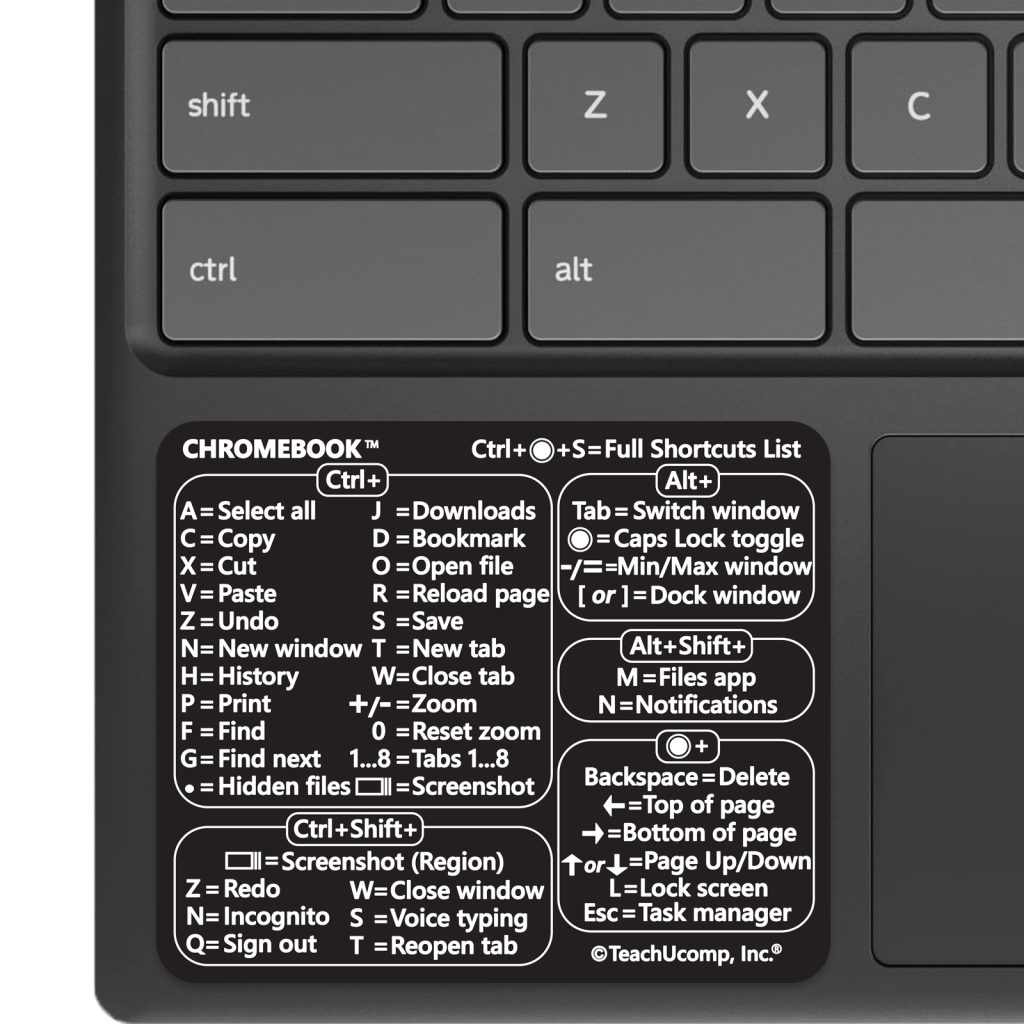 Chrome OS Keyboard Shortcuts Sticker – TeachUcomp, Inc.