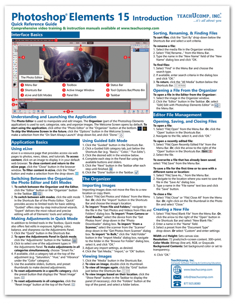 Photoshop Elements 15 Quick Reference Guide – TeachUcomp, Inc.