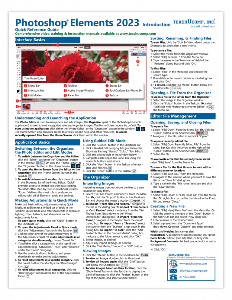 Photoshop Elements 2023 Quick Reference Guide – TeachUcomp, Inc.