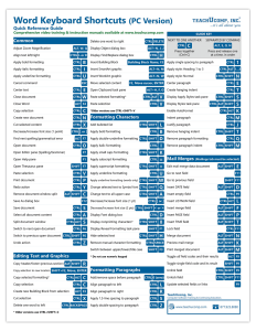 Word (PC/Windows) Keyboard Shortcuts Quick Reference Guide – TeachUcomp ...
